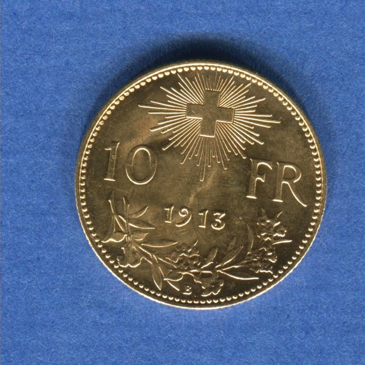 (1516) 10 Franken 1913 Vreneli Stgl Gold (Gebraucht) in Rüthi (Rheintal) für CHF 249 – mit ...