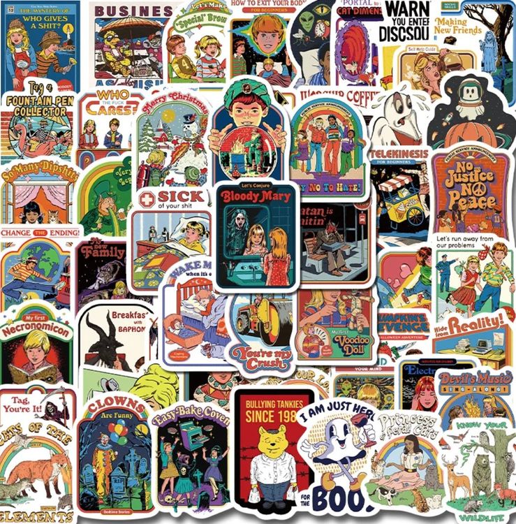 60 Stk. Sticker Aufkleber - Retro Horror Geist | Kaufen auf Ricardo