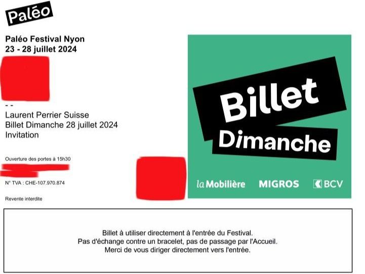 Billet Paleo 2024 - Dimanche (Neu (gemäss Beschreibung)) in Eysins für ...