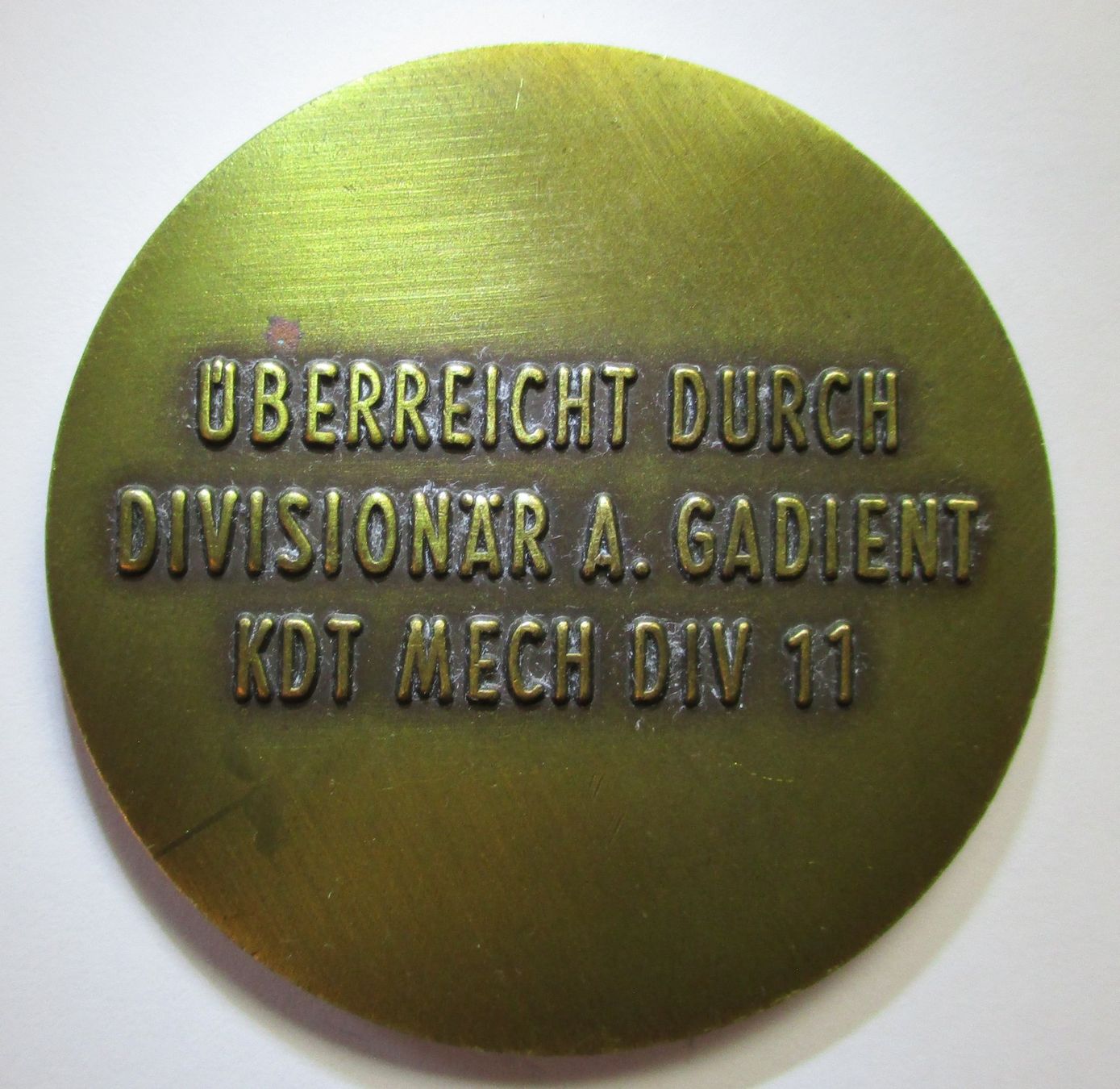 CH Militär Armee KDT Mech Div11 Medaille Gadient Abzeichen (Gebraucht ...