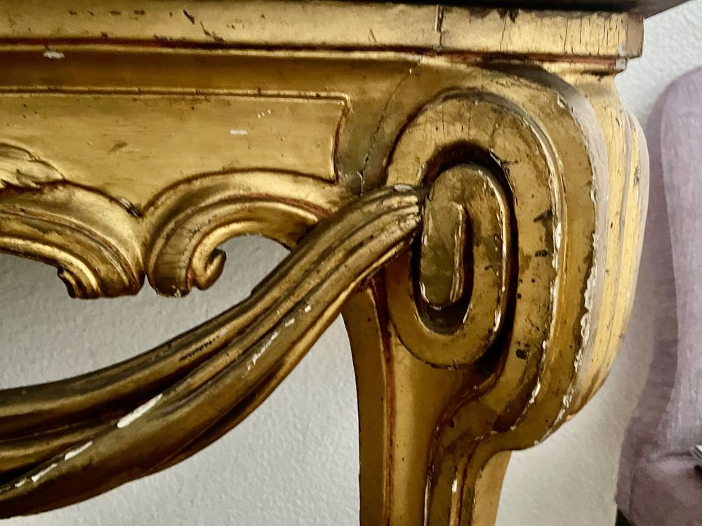 Antick Konsole Louis XV Still aus Holz geschnitzt auf Marmor (Gebraucht ...