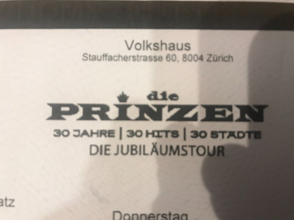 Verkaufe Tickets Die Prinzen - Jubiläumstour Volkshaus ZH (Neu (gemäss ...