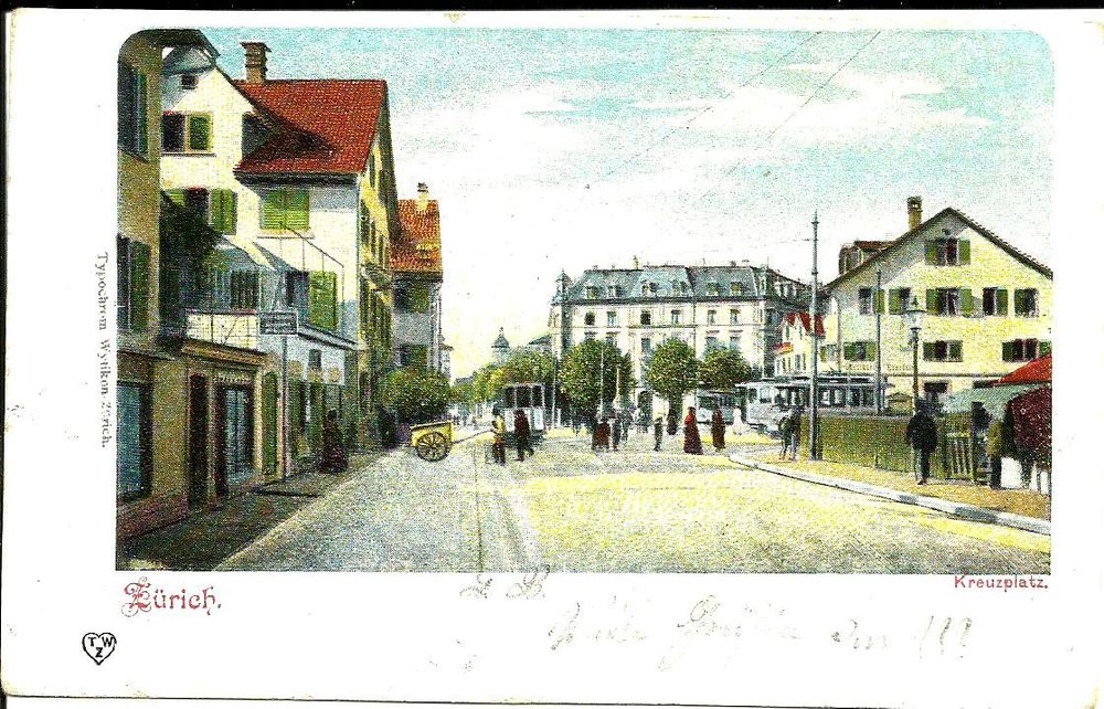 AK ZÜRICH KREUZPLATZ 1903 PERSONEN STRASSEN BAHN (Gebraucht) in Aarau für CHF 2 – mit Lieferung ...