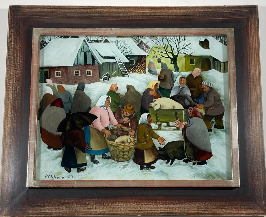 P. Mihelic (XX) Hinterglasmalerei Gemälde | Kaufen auf Ricardo