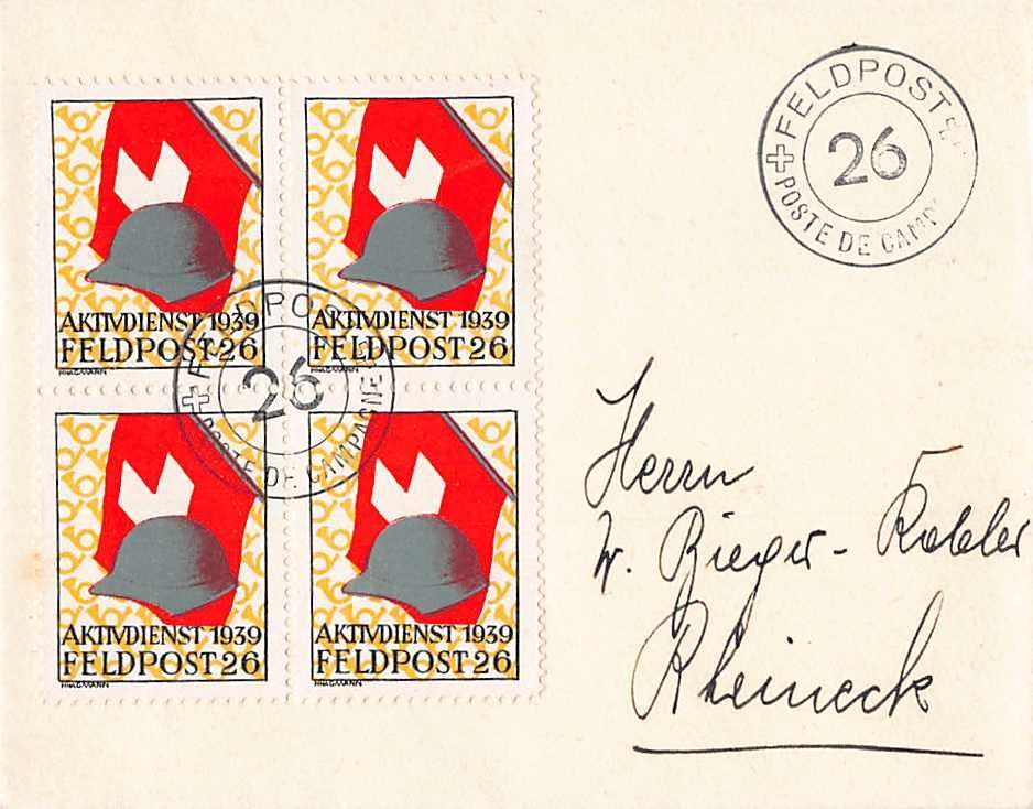hübsches Damenbriefchen mit Viererblock AKTIVDIENST 1939 (Gebraucht) in Lufingen für CHF 7.5 ...