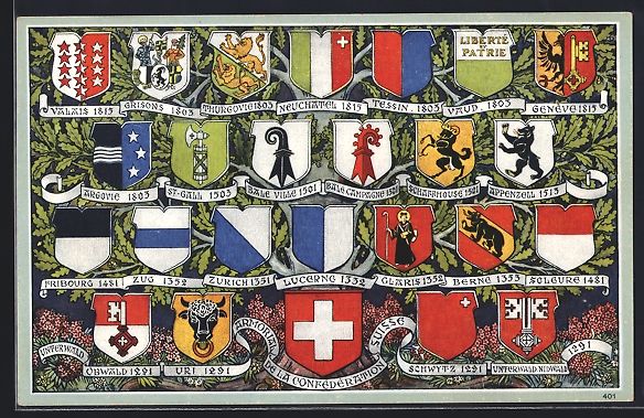 Künstler-AK Schweiz, Wappen der Kantone | Kaufen auf Ricardo