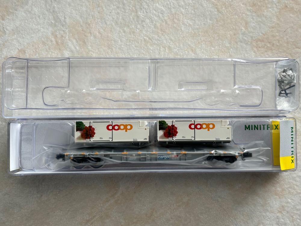 Minitrix 15493 Containertragwagen Cargo COOP SBB (Neu und ...