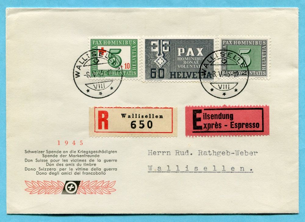 Orts - Express R-Brief Wallisellen 1945 - Vorersttag 8.5.45 | Kaufen auf Ricardo