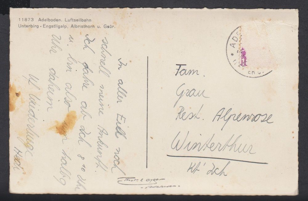 Adelboden mit alter Luftseilbahn auf alter Ansichtskarte (Gebraucht) in ...