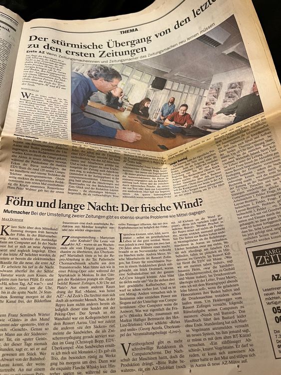 1.Ausgabe Aargauer Zeitung/4.Nov.1996 (Gebraucht) in hunzenschwil für ...