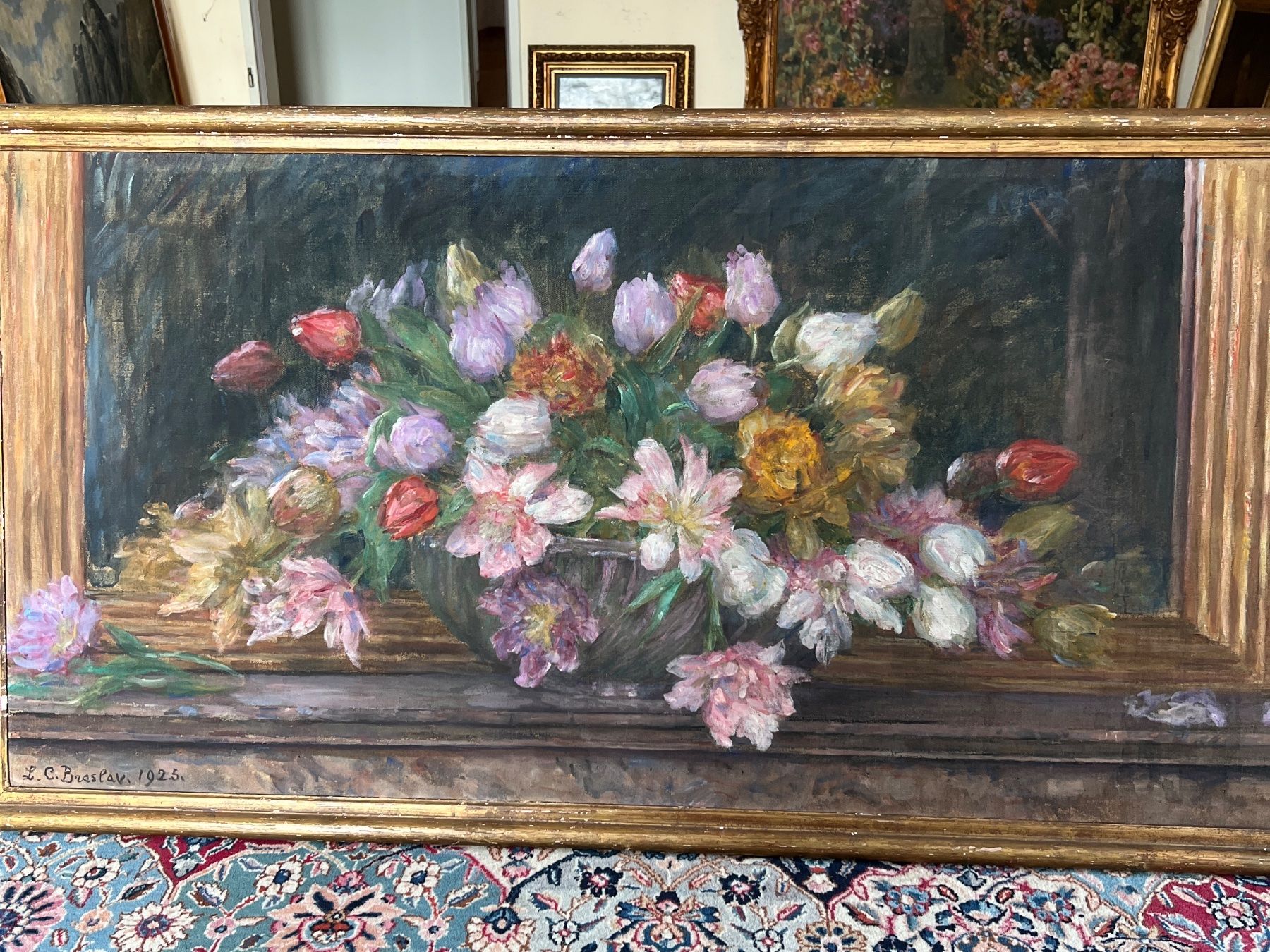 Ölgemälde "Blumenstillleben" von L.C. Breslav, 1925 (Gebraucht) in ...