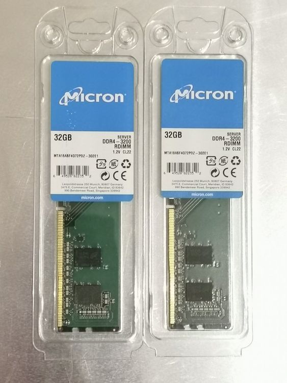 Micron RDIMM DDR4 3200 - 64GB RAM Set (Gebraucht) in Freienbach für CHF ...