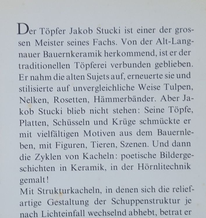 Der Emmentaler Töpfer Jakob Stucki (1920-1982) (Gebraucht) in Bern für ...