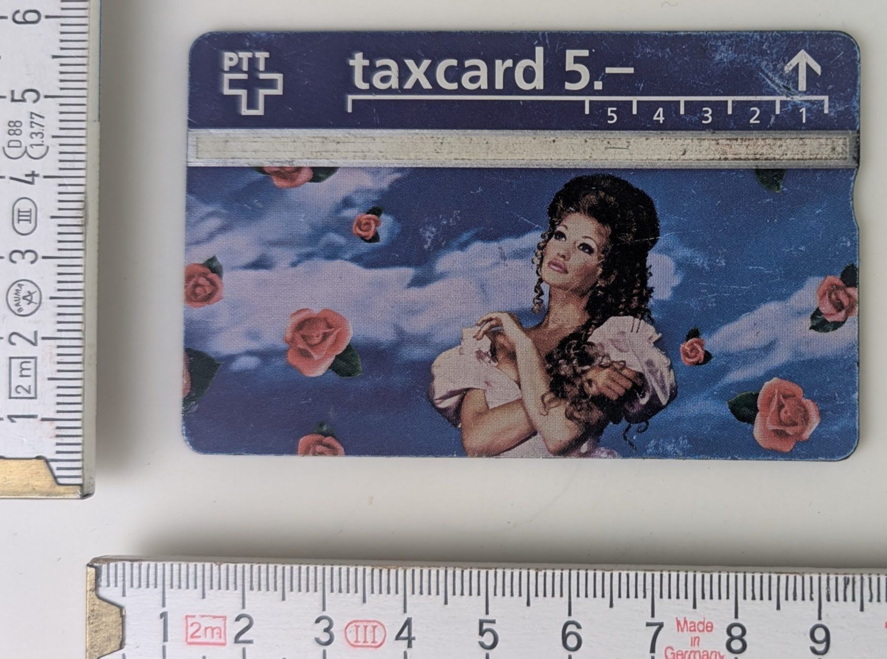 Taxcard PTT mit Sujet Dame mit Rosen, selten, Top! (Defekt) in Zürich für CHF 0.5 – mit ...