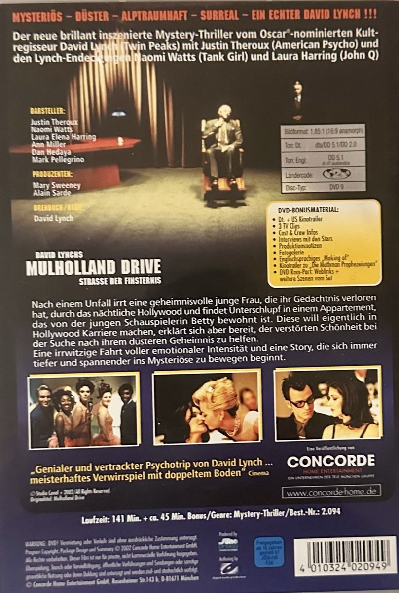 David Lynch - Mulholland Drive DVD - Top Zustand! (Gebraucht) in ...