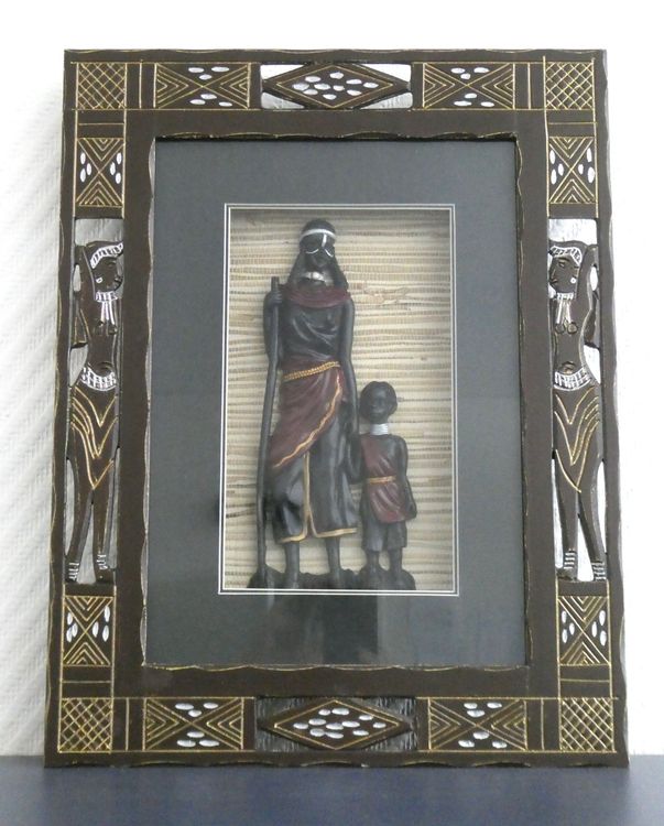 Bild Afrika, Motiv Mutter und Kind, 3D hinter Glas, 35x45 cm (Gebraucht ...