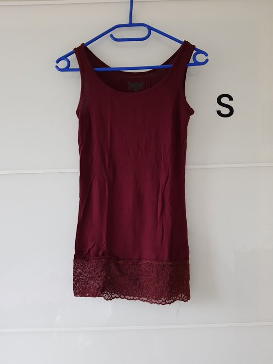 Longtop dunkelrot mit Spitze S | Kaufen auf Ricardo