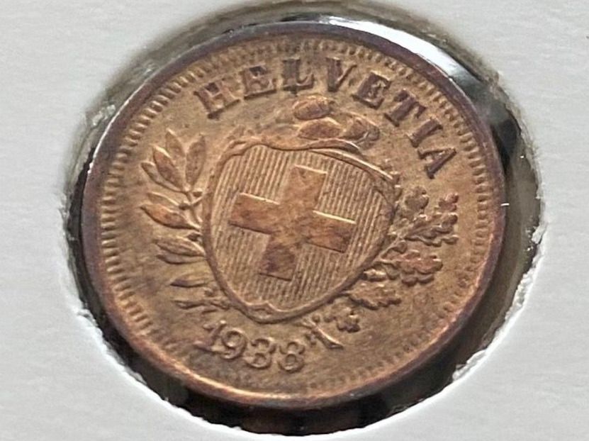 Schweiz 1 Rappen 1938 unz + Golden / Perlmutt Patina ++ (Neu (gemäss Beschreibung)) in Speicher ...
