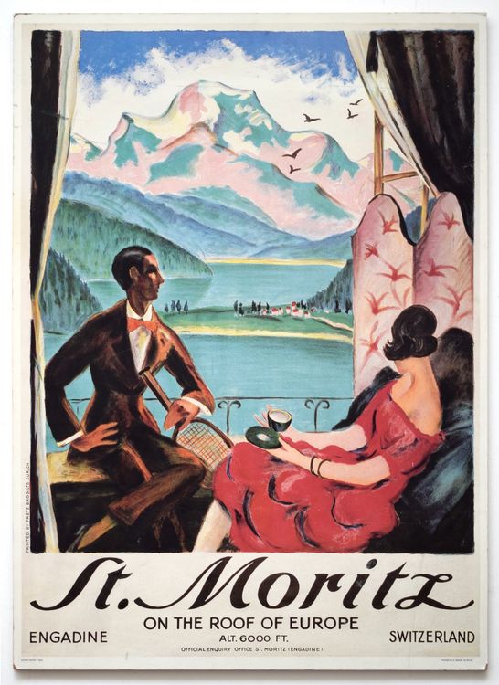 St. Moritz Plakat Eduard Stiefel Roof of Europe Hugo Wetzel (Gebraucht ...