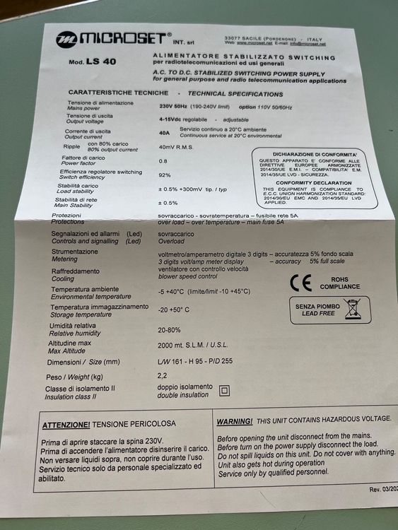 Microset LS 40 Power Supply 40A (Neu und originalverpackt) in Chiasso ...