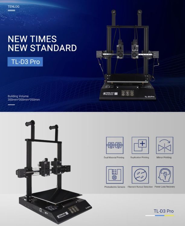 Tenlog TL-D3 Pro Independent Dual Extruder DMP 3D Printer (Gebraucht ...