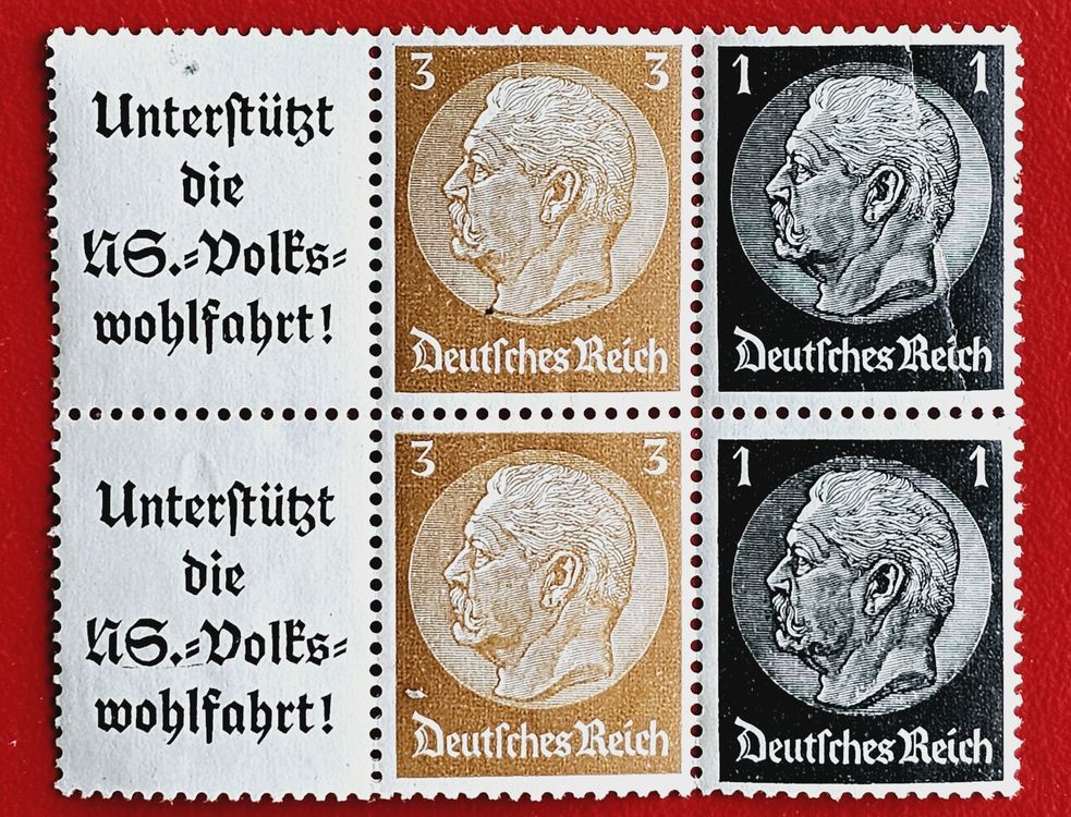 DEUTSCHES REICH PROPAGANDA VIERERBLOCK ZUSAMMENHÄNGEND 1938* (Gebraucht) in Düdingen für CHF 3 ...