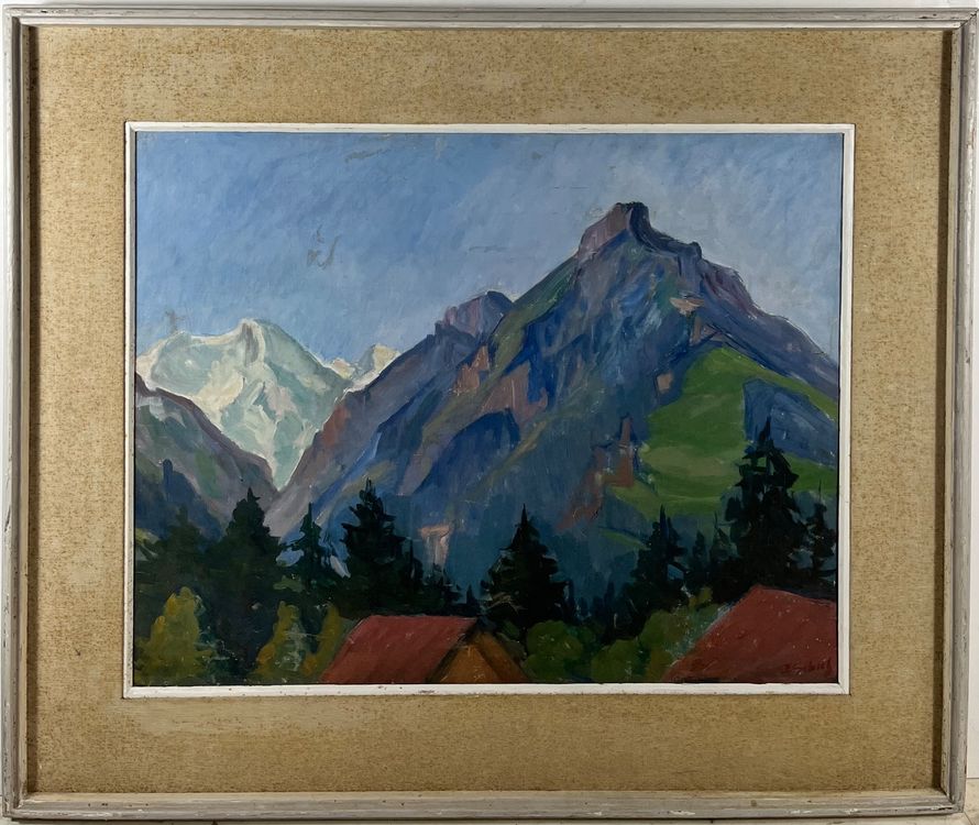 Berglandschaft Gemälde, Unleserlich Signiert | Kaufen auf Ricardo