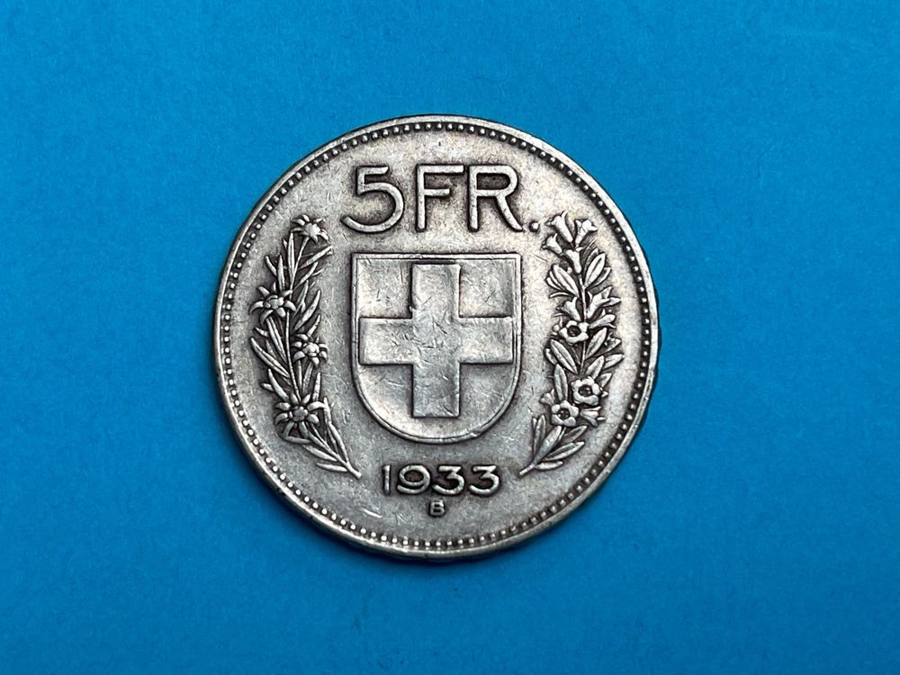 Silbermünze 5 Fr. 1933 (Fünfliber) (Gebraucht) in Buonas für CHF 7 – mit Lieferung auf Ricardo ...