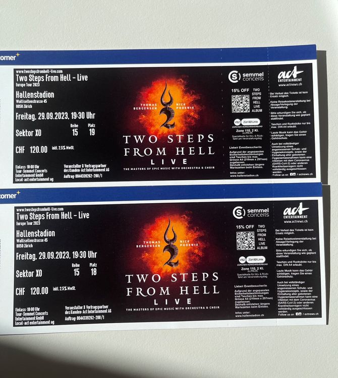 2 Tickets - Two Steps From Hell, Hallenstadion (Neu und originalverpackt) in Altdorf für CHF 199 ...