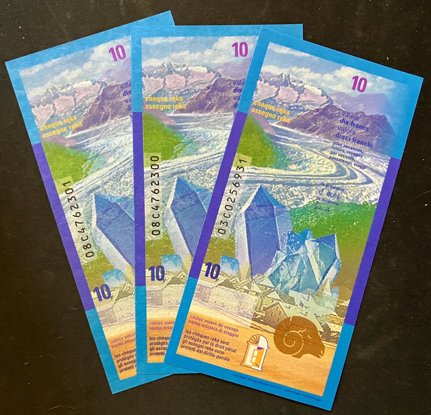Lot de 3 chèques Reka anciens "Montagne & Glacier" 1990–2000 (Neuf avec ...