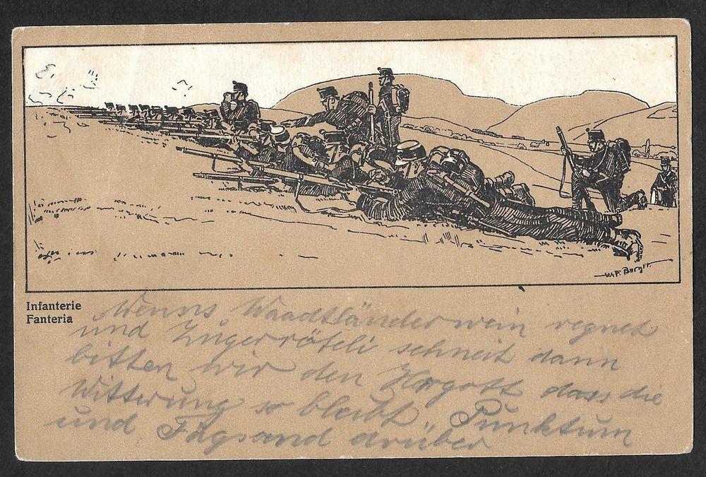 Militär Grenzbesetzung 1914 Infanterie Künstlerkarte (Gebraucht) in Olten für CHF 1 – mit ...