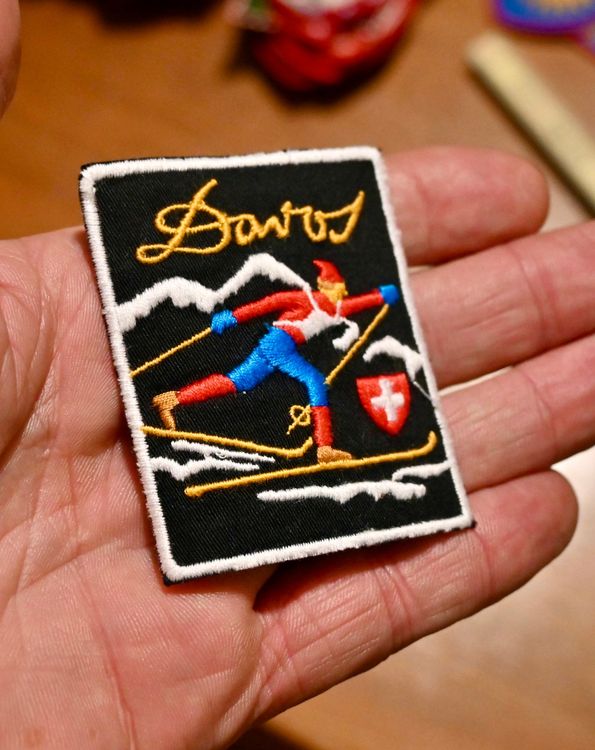 VINTAGE Badge DAVOS langläufer nos ST. GALLER STICKEREI (Gebraucht) in ...