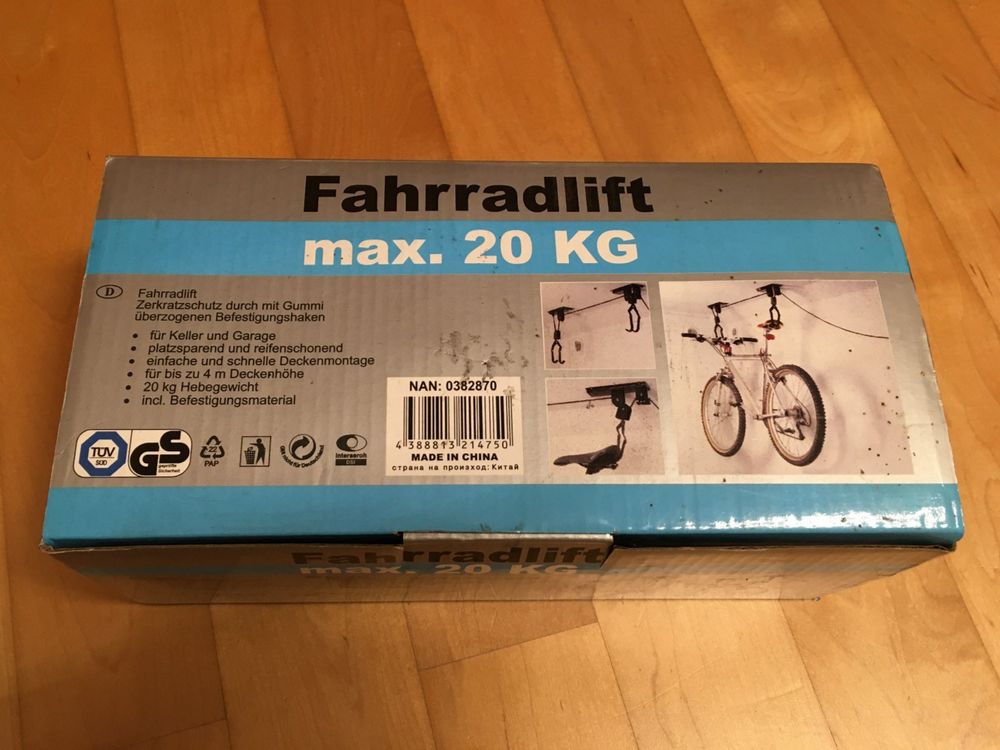 Fahrradlift (max. 20 kg) original verpackt (Neu und originalverpackt) in Eglisau für CHF 5 – mit ...