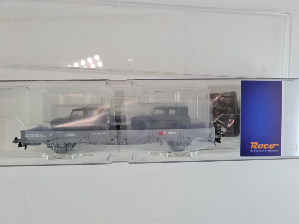 ROCO 66792 Rungenwagen SBB beladen mit 2 Puch Armee H0 1:87 (Neu (gemäss Beschreibung)) in ...