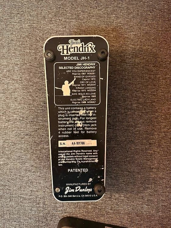 Pédale Wah Dunlop Jimi Hendrix JH-1 (Gebraucht) in Lully VD für CHF 70 – nur Abholung auf ...