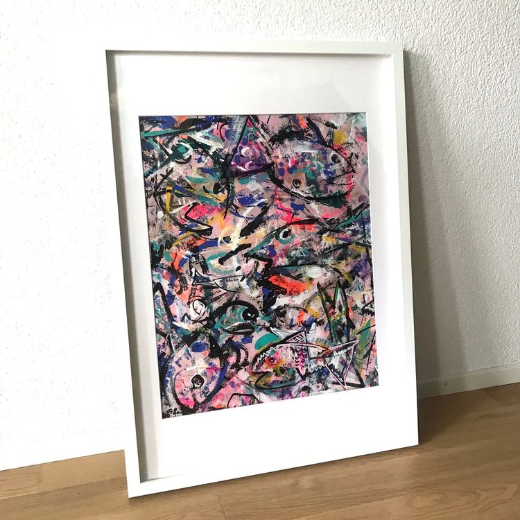 Funky Fish Bild Kunst Modern Art Acryl Stefan Bammert Fische (Neu (gemäss Beschreibung)) in St ...