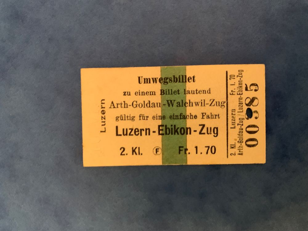 SBB Edmondson Umwegs Billet 1946 - 2.Kl Luzern-Ebikon-Zug | Kaufen auf Ricardo