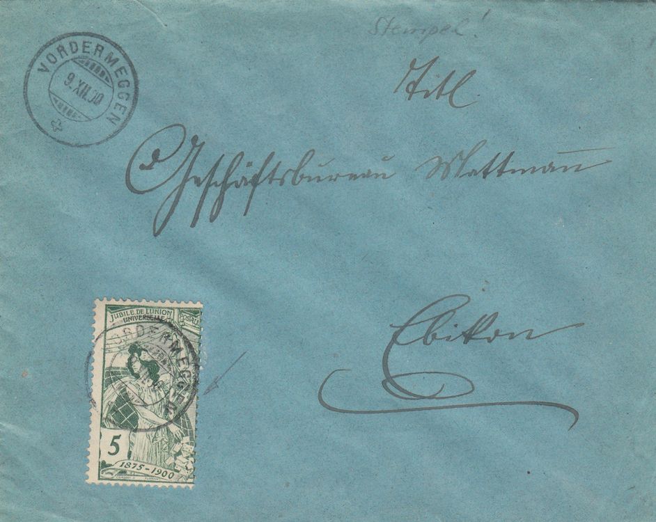 LU VORDERMEGGEN 1900. ALTER STEMPEL BRIEF UPU MARKE VOLL (Gebraucht) in ...