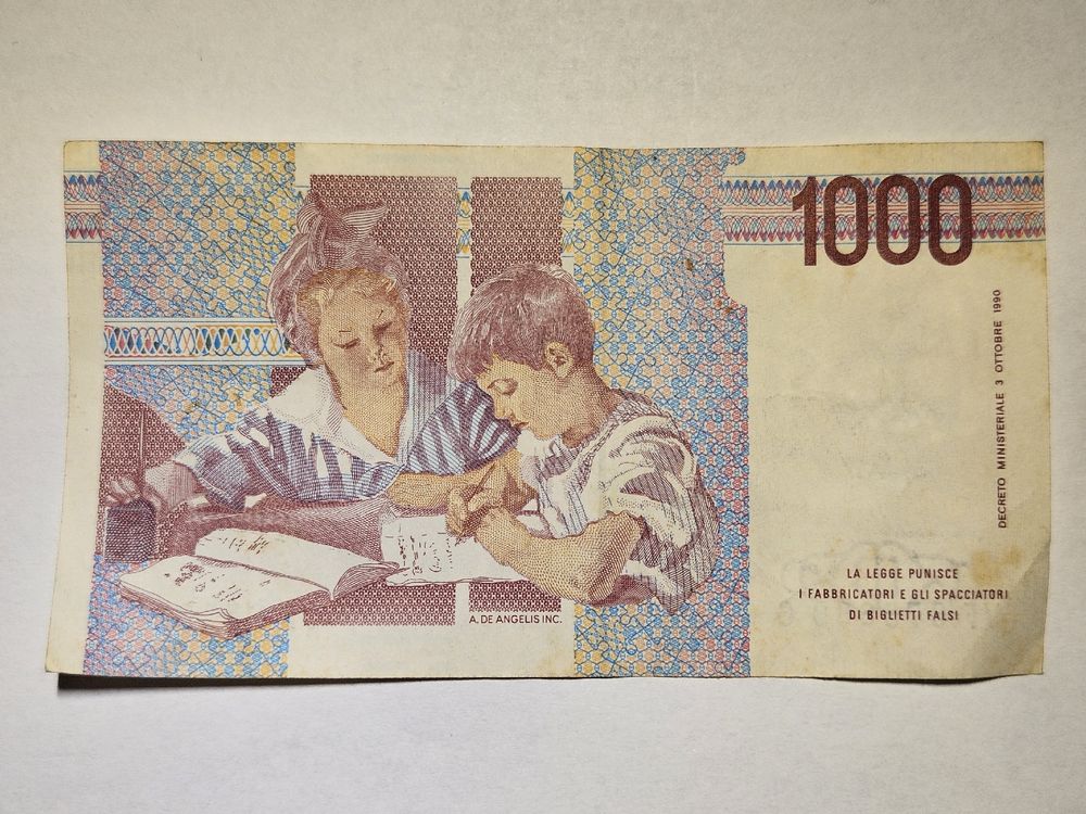 Italien 1000 Lire Banknote - Maria Montessori, Top Zustand! (Gebraucht ...