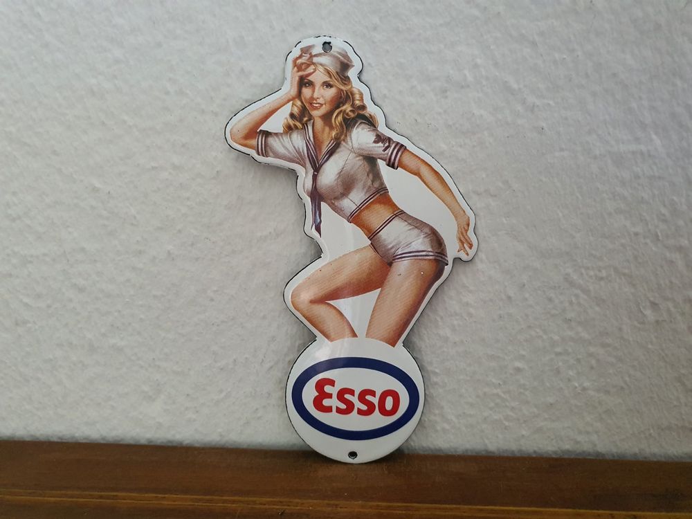 Emailschild Esso Tankstelle Tanksäule Service Emaille Schild (Neu ...