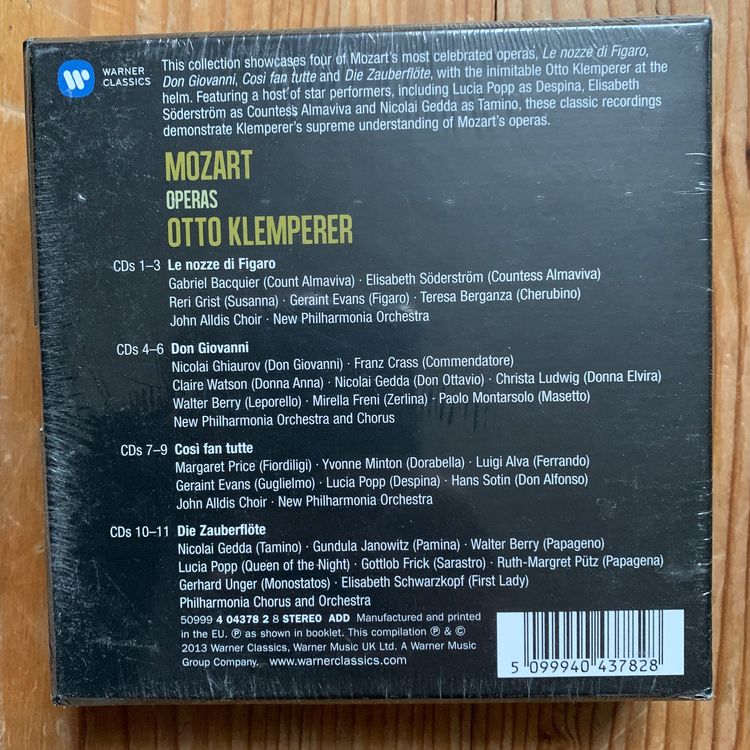 11-CD-Box: Otto Klemperer – Mozart-Operas (Neu und originalverpackt) in ...