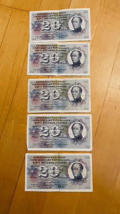 Schweizer Banknote 20 CHF - 5 Stück - 1963 / 1964 | Kaufen auf Ricardo