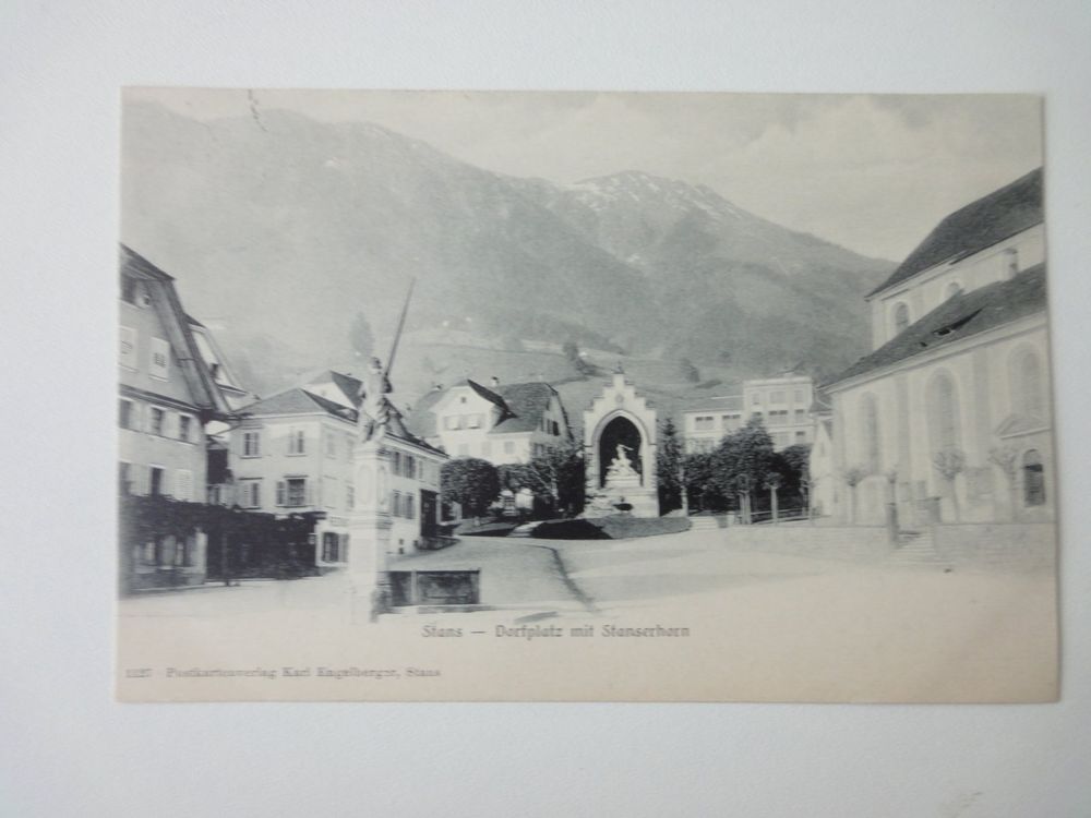 114.) AK "Stans" - Dorfplatz mit Stanserhorn (1905) (Gebraucht) in Winterthur für CHF 1 – mit ...