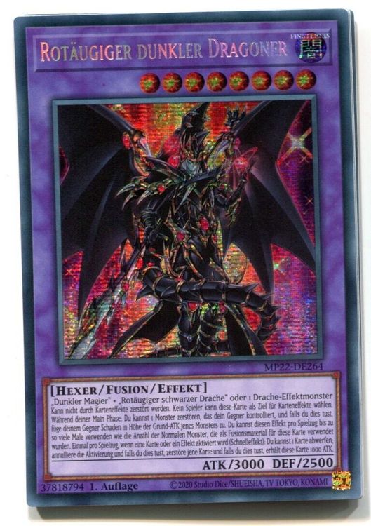 Yu-GI-OH Rotäugiger Dunkler Dragoner Prismatisch Secret Rare (Neu und ...