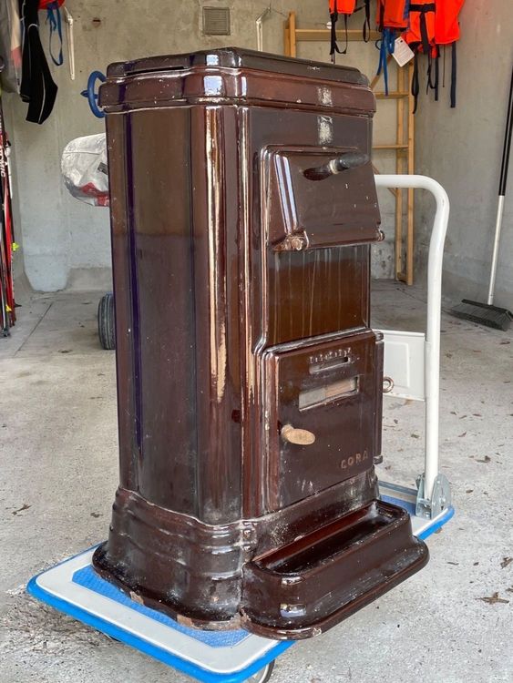 Ofen Kanonenofen Cora Email braun antik für Holz (Gebraucht) in Spiez ...