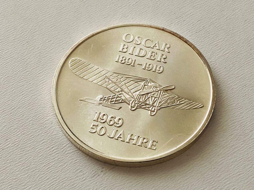 Oscar BIDER Silber Medaille 15 Gramm 1891 - 1919 / 1969 (Gebraucht) in ...