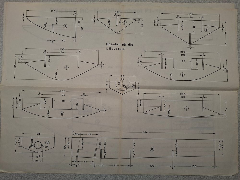 Bauplan RC Modellrennboot Wiesel F1-1kg von Willi Senff (Gebraucht) in ...