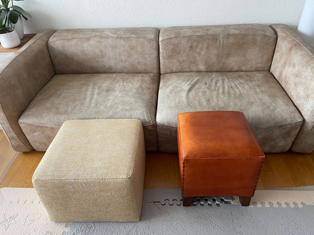 Natuzzi Linen Yellow Foot rest - ottoman - hocker (Gebraucht) in ...