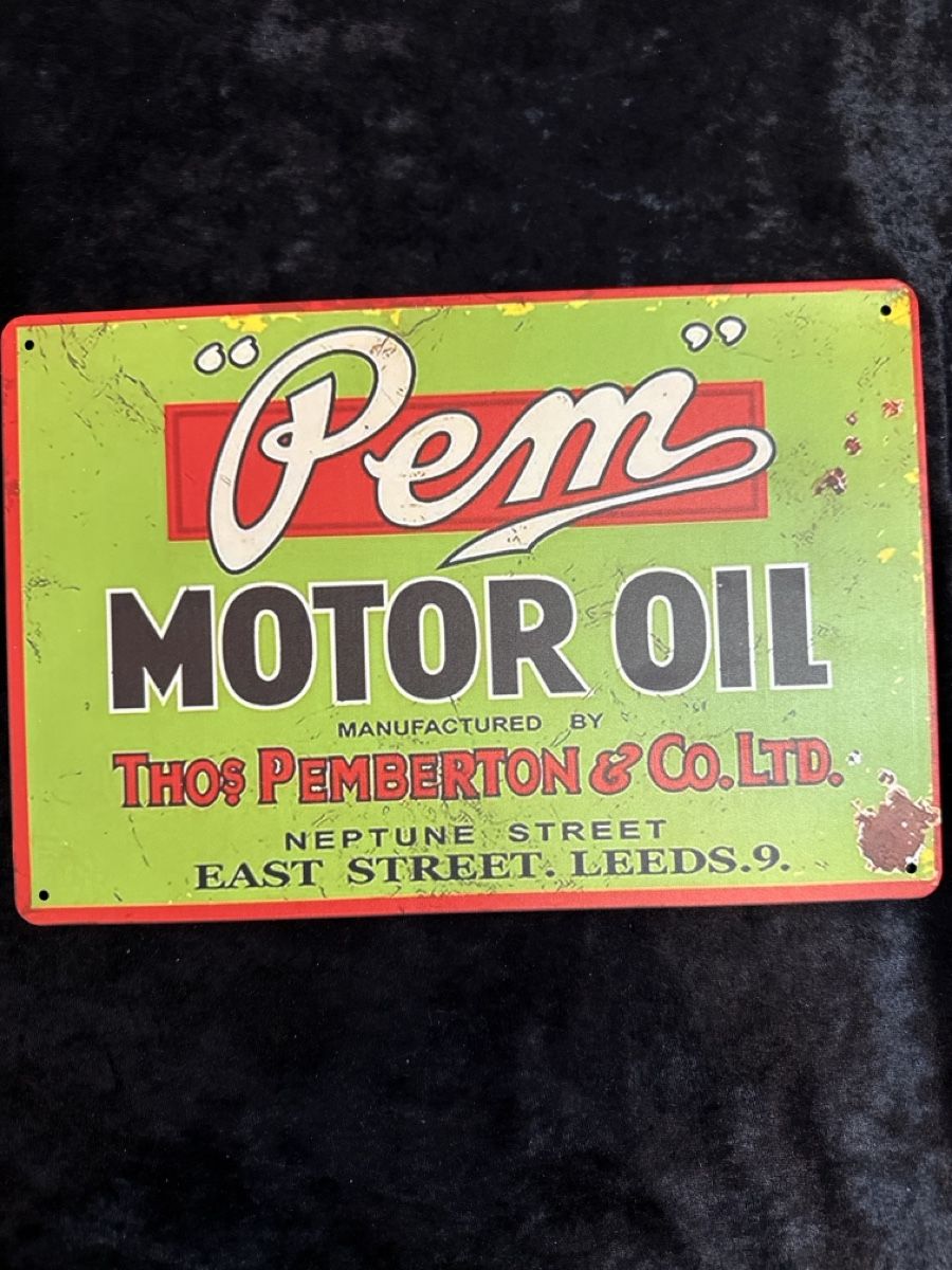 Vintage Pemberton Motor Oil Blechschild, Leeds, England (Neu und ...
