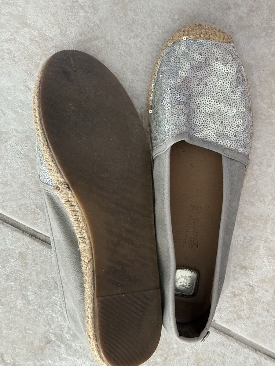 Tom Tailor Espadrilles, Gr. 40, Silber Pailletten-Look! (Gebraucht) in ...